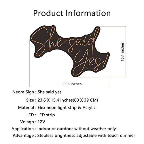 Large Neon Sign She Said Yes Led Neon Light Signs for Wall Neon Art ...