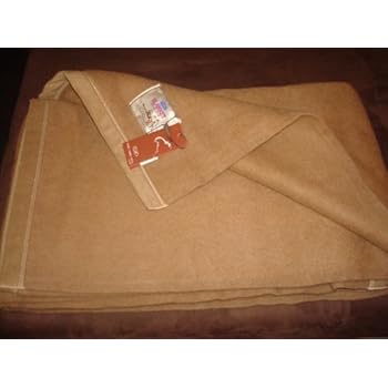 Amazon.com: Vintage Camel Wool Throw Blanket with fringe 55x79” (Twin ...