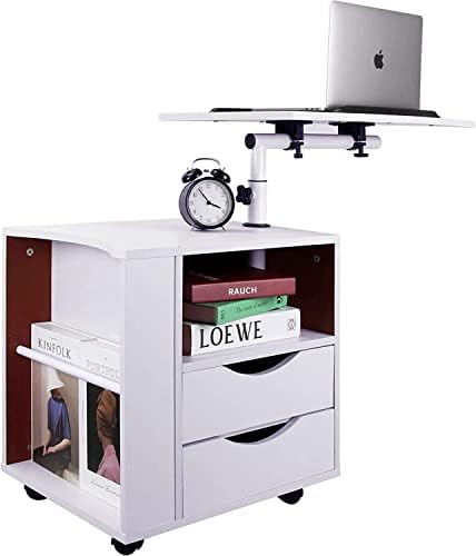 Laptop Table, Rolling Bedside Computer Table Desk, Height Adjustable ...