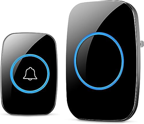 Wireless Doorbell, IP44 Waterproof Door Bell Ringer Wireless, 1000ft ...