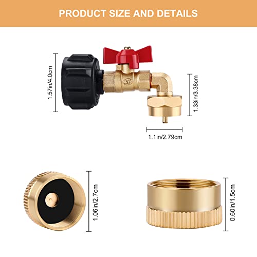WADEO QCC1 Propane Refill Elbow Adapter, Propane Bottle Refill Adapter with ON-Off Control Valve ...