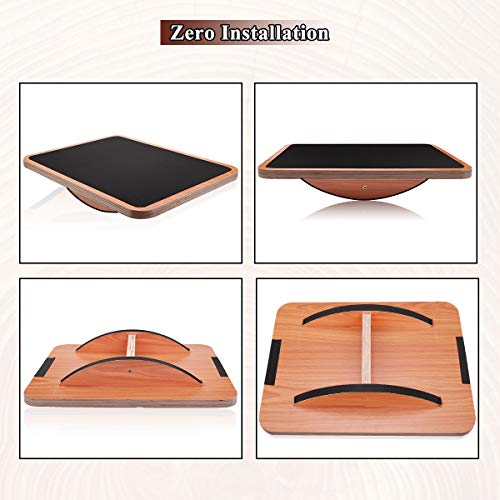 LEQUDUO Rocker Board, Professional Wooden Balance Board for Exercise ...