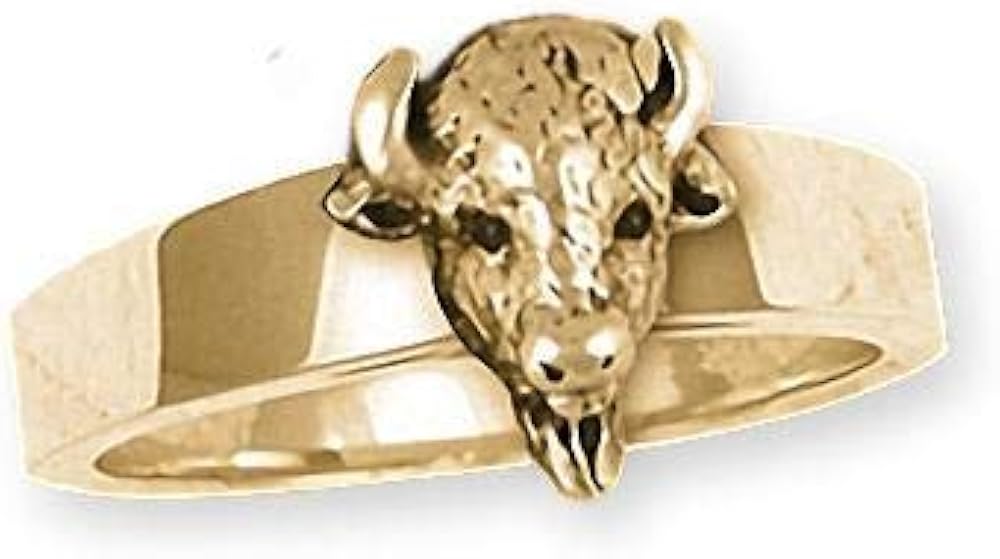 Amazon.com: Buffalo Ring Jewelry 14k Gold Handmade Bison Ring BUF6-RG ...