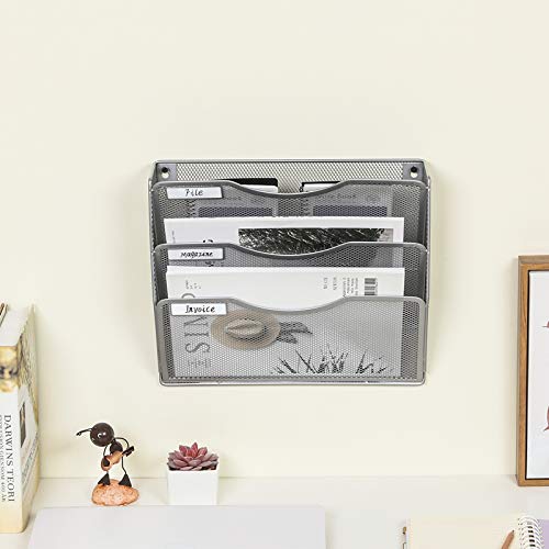 EasyPAG 3 Pocket Wall Mounted File Organizer Vertical Hanging File ...