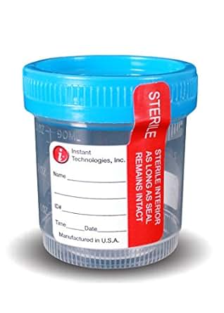 Amazon.com: Temperature Strip Sterile Urine Specimen Cups Blue Top with ...