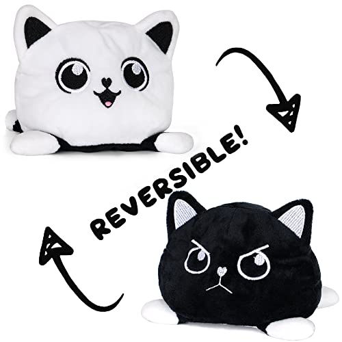 Reversible Cat Plushie White Black Happy Sad Mad Angry Emotion Mood ...