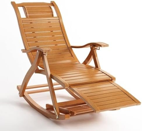 Occuwzz® Bamboo Rocking Chair, Foldable Outdoor Recliner Chair Relaxing ...