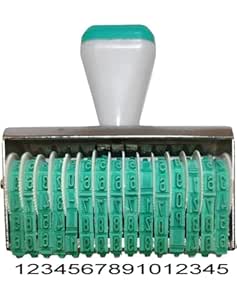 15-Digit Number Stamp, Manual Rolling Numbering Machine, Green and ...