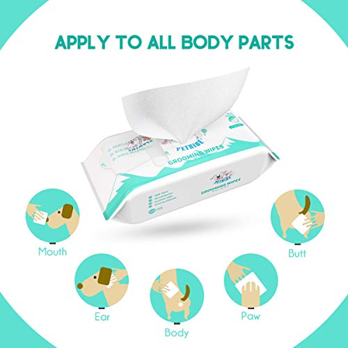 PETRIBE Large Pet Wipes for Dogs and Cats, 100 Moist and Thick Fresh ...