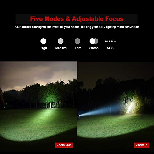 LETMY LED Tactical Flashlight S2000 PRO - 2Pcs Ultra Bright High Lumens ...