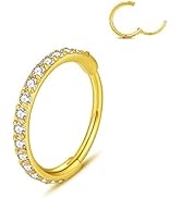 Amazon.com: WBRWP 316L Stainless-Steel Piercing-Ring Hinged Nose-Rings-Hoop with Zircon/Opal 14G ...