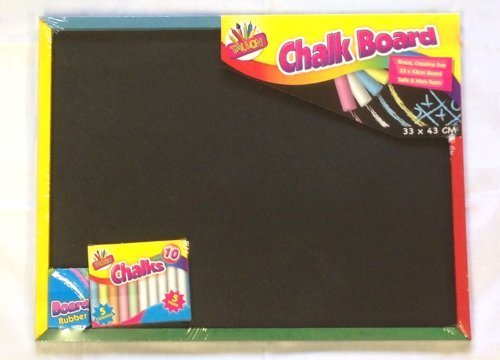Amazon.com : Childrens Kids Chalkboard Chalk & Board Rubber 33cm x 43cm ...