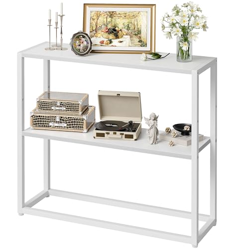 TIQLAB Small Entryway Table, 29.5" Narrow Console Table with Shelves ...