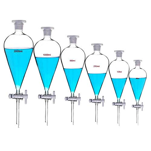 Borosilicate Glass 2000ML Separating Funnel Heavy Wall Conical ...