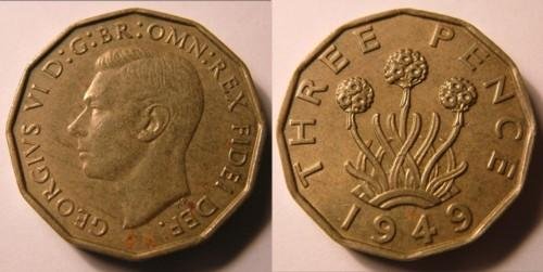 GEORGE VI THRUPENNY BIT / THREEPENCE Nickel-brass Coin 1944: Amazon.co ...