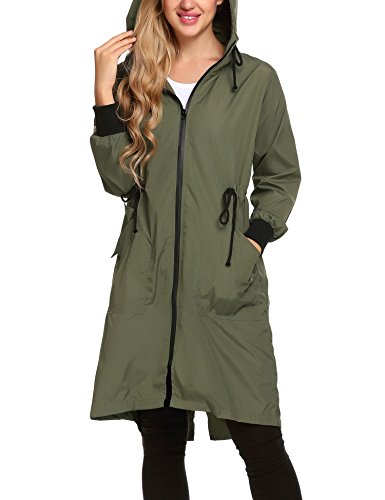 Cnlinkco Women Waterproof Hooded Raincoat Lightweight Long Wind Rain ...