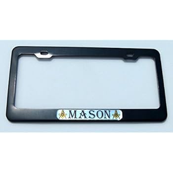 Amazon.com: Mason Masonic Black Metal Car License Plate Frame Dome ...