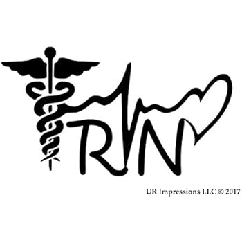 Amazon.com: Caduceus Registered Nurse RN White Decal Window Sticker ...