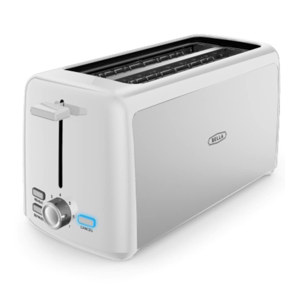 BELLA 4 Slice Toaster, Long Slot & Removable Crumb Tray, 7 Shading ...