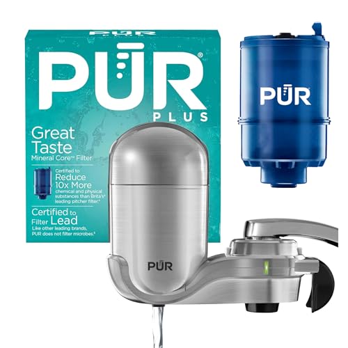 PUR PLUS Vertical Faucet Mount Water Filtration System, Lead-Reducing ...