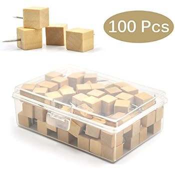 Amazon.com : Wooden Push Pins Map Markers Creative Drawing Pin ...