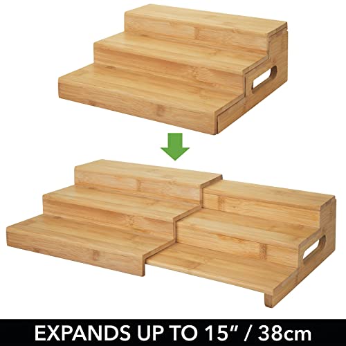 mDesign Bamboo Adjustable, Expandable Spice Rack Organizer with 3 ...