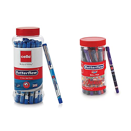 Buy Cello Butterflow Ball Pens (25 Pen- Blue) | Lubriflow ink system ...