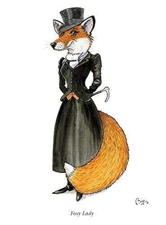 Foxy Lady funny greeting card of fox dressed in hunting: Amazon.co.uk ...