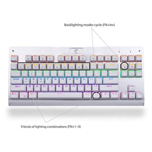 E-yooso Z-77 87-Key Mechanical Keyboard with Tactile Brown Switches ...
