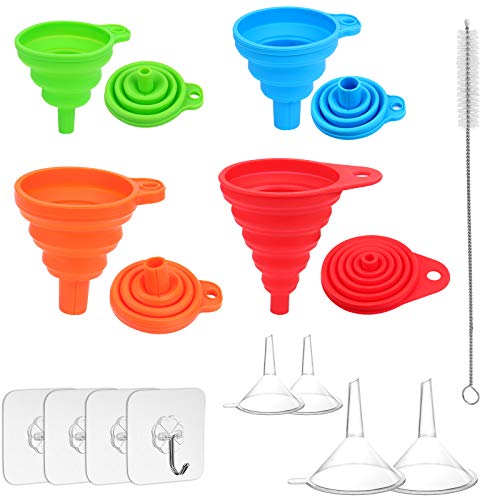 Mukum 13Pcs Silicone Collapsible Funnel Set Funnels for Filling Bottles Small and Large Foldable ...
