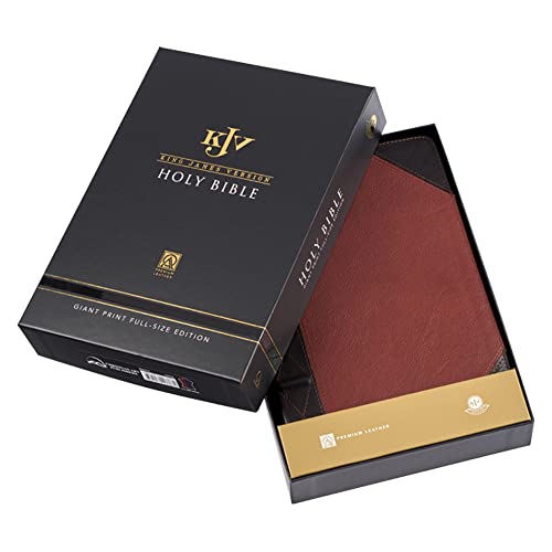 KJV Holy Bible, Giant Print Full-size Premium Full Grain Leather Red Letter Edition - Thumb ...