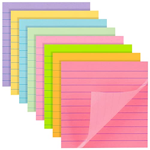 YEECOK Lined Sticky Notes 4x4 in, Morandi Pastel Colors Ruled Post ...