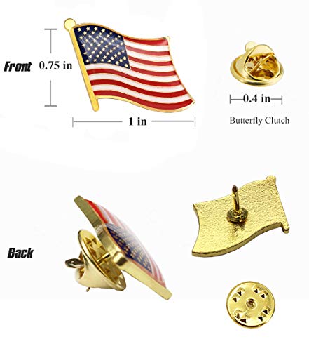 24 Pack American Flag Lapel Pins – USA Metal Enamel Flag Pins United ...