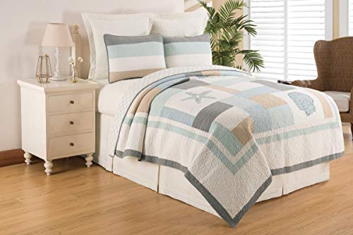 C&F Home Driftwood Shores King 3 Piece Quilt Set Summer Beach Ocean Coastal Reversible Machine ...