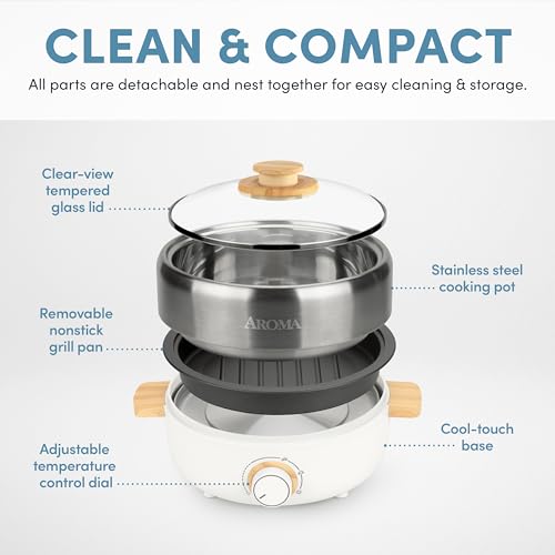 Aroma Housewares AMC-130 Whatever Pot, Indoor Grill, Cooking, Hot Pot ...