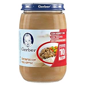 Gerber, Papilla GERBER Etapa 3 Verduras con res y arroz 170g, 170 ...