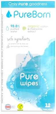 Pureborn Organic/Natural Cotton Pure Baby Wet Wipes With Chamomile ...