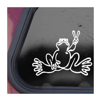 Amazon.com: PEACE FROG White Decal Sticker Laptop Wall Notebook Car Die ...