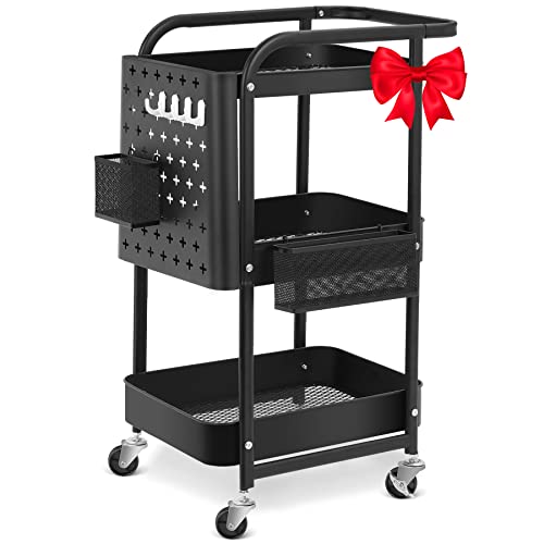3 Tier Rolling Utility Cart, Storage Shelves with Lockable Wheels DIY ...