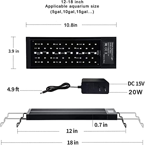 AMZBD Aquarium Lights, LED Aquariums Lights with Full Spectrum Adjustable 7 Colors,Programmable ...