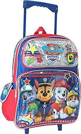 Paw Patrol Chase Marshall Rubble Rocky 16 inches Large Rolling Backpack ...