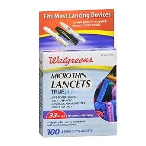 Amazon.com: Walgreens 33 Gauge Micro Thin Lancets, 100 ea: Health ...