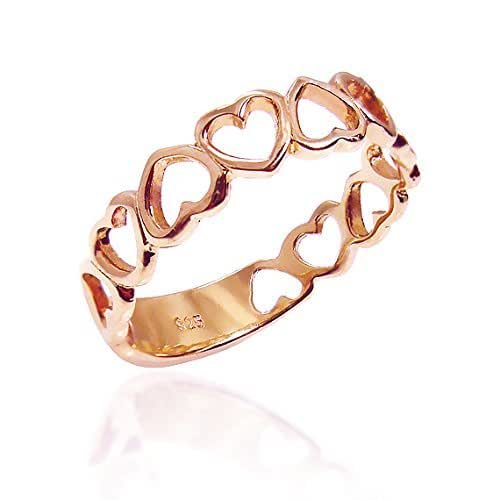 Amazon.com: 14k Rose Gold Infinity Heart Ring Open Heart Shape Promise ...