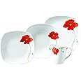Amazon.com | Poppy 16pc Soft Square Porcelain Dinnerware Set ...