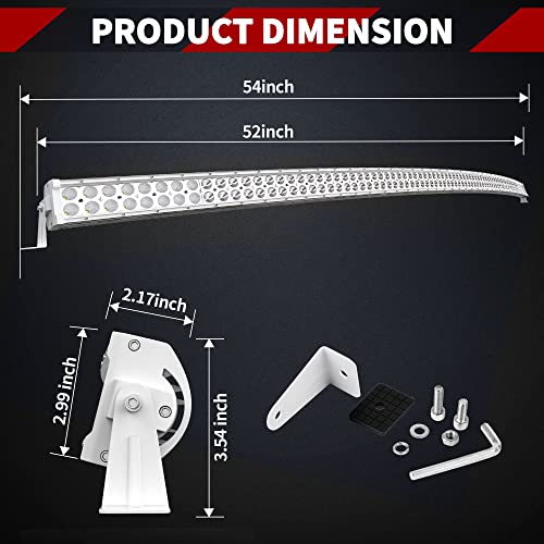 YITAMOTOR 52 Inch White Curved Led Light Bar 300W Spot Flood Combo Led ...