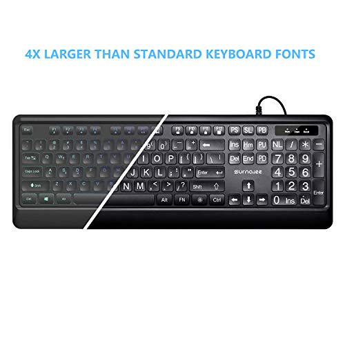 SurnQiee Large Letter Print Keyboard, 104 Keys Standard Full Size USB ...