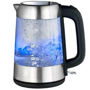 Lakeland See Through Glass Kettle Neon Blue Lights - 2.2kW, 1.7 Litre ...