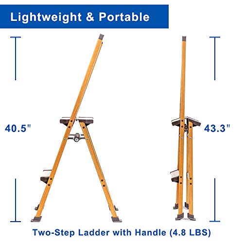 StrongTek Folding Step Ladder, Aluminum Frame with Woodgrain Finish ...