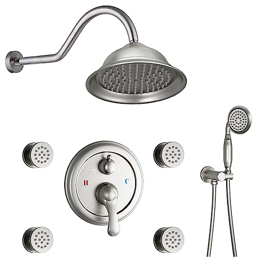 Mua KATAIS Brushed Nickel Rain Full Body Shower System 8 Inch Antique ...