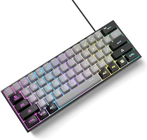 MageGee Mini 60% Gaming Keyboard, RGB Backlit 61 Key Ultra-Compact ...